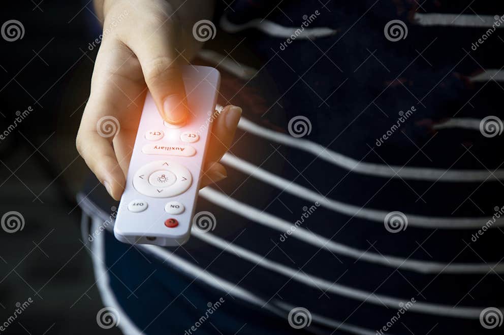 White Tone Remote Control, Woman Using Remote Control Stock Image ...
