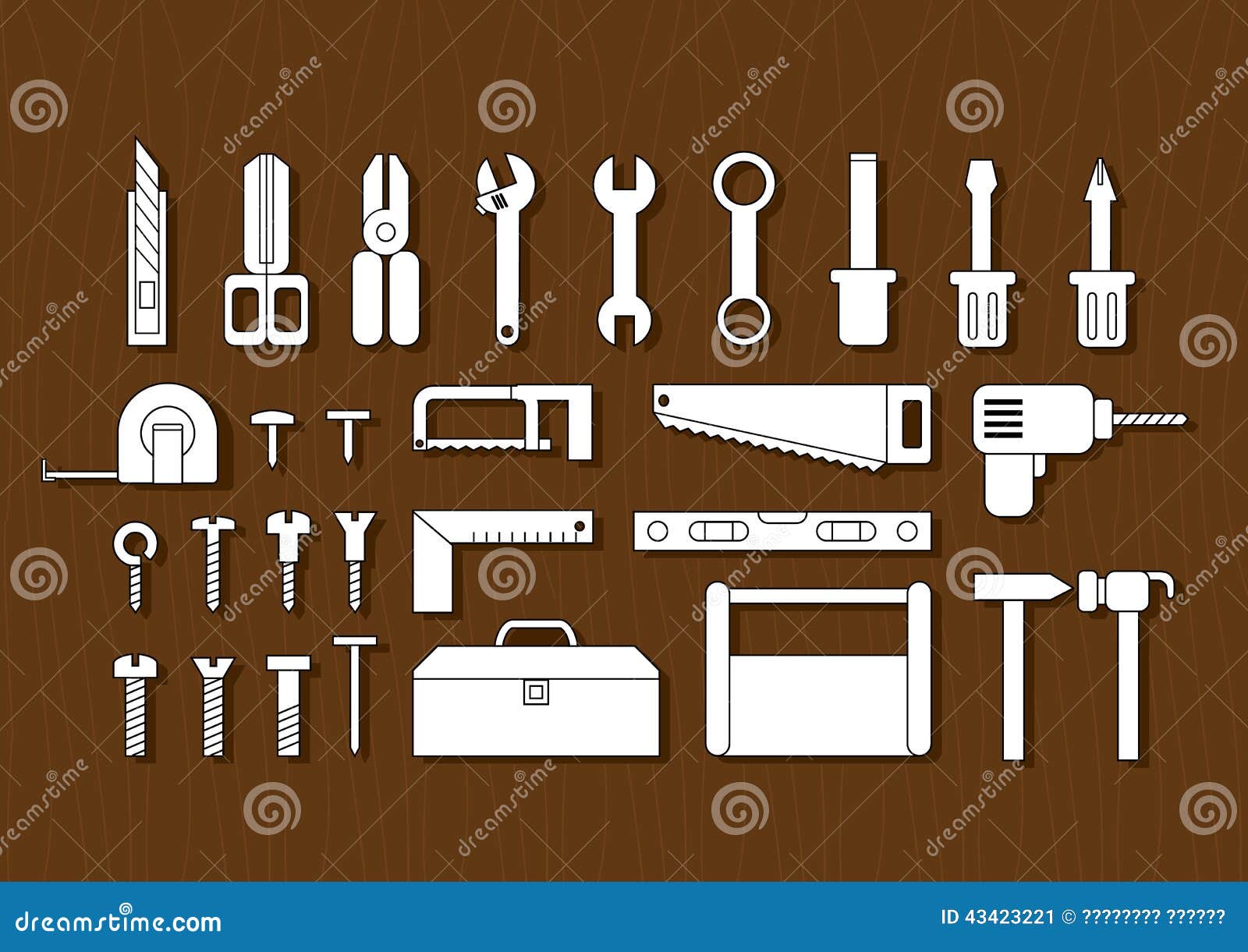 White tool kits stock vector. Illustration of nail, flat - 43423221