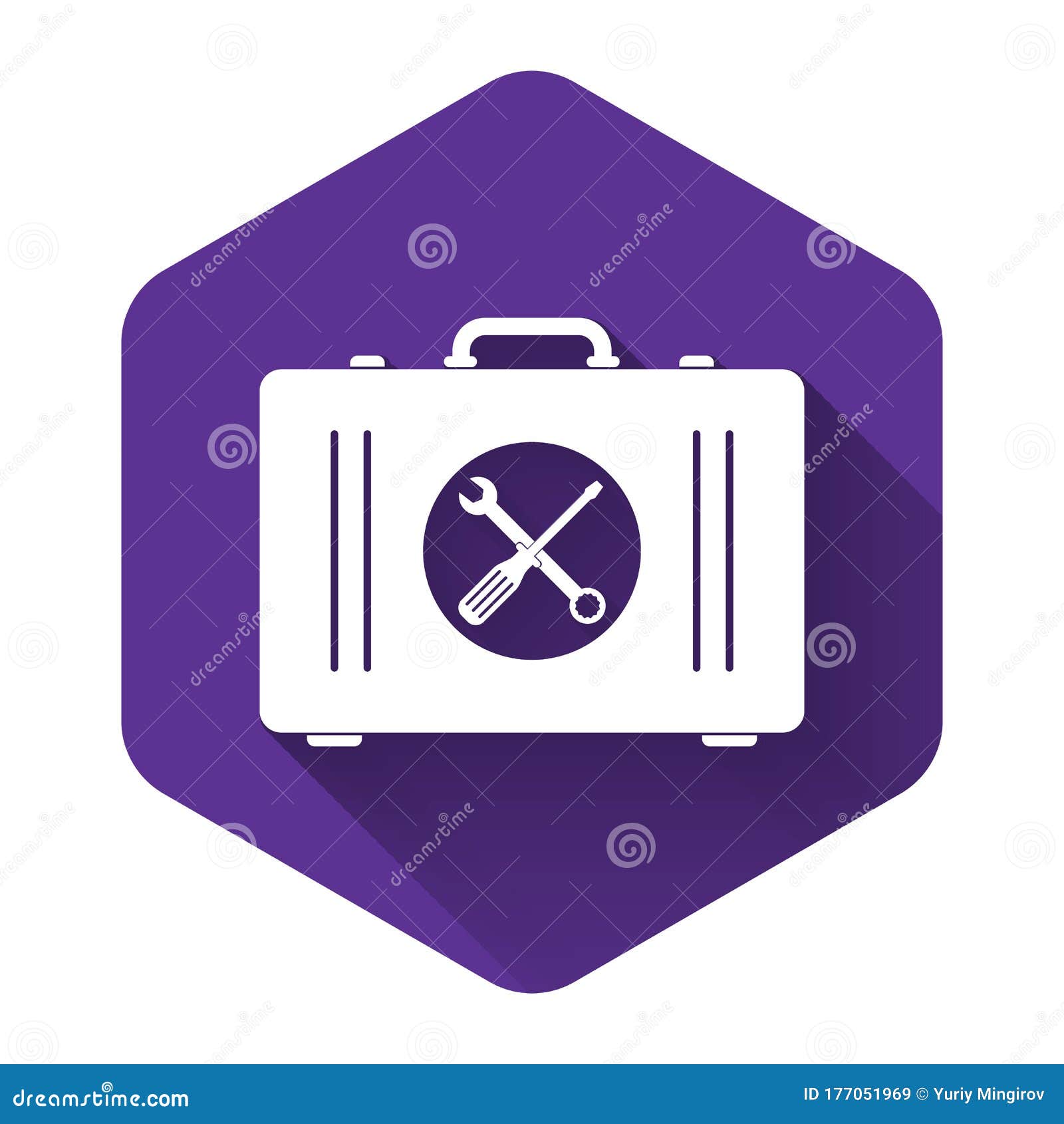 White Toolbox Icon Isolated with Long Shadow. Tool Box Sign Stock ...