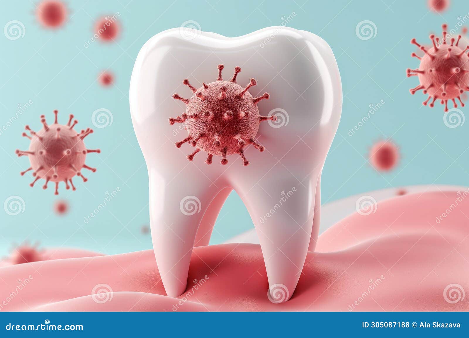 The White Tooth is Attacked by Viruses or Germs Stock Illustration ...