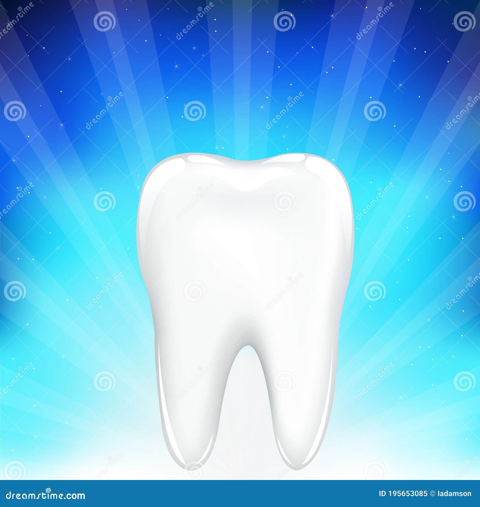Tooth on Blue Background stock vector. Illustration of closeup - 195653085