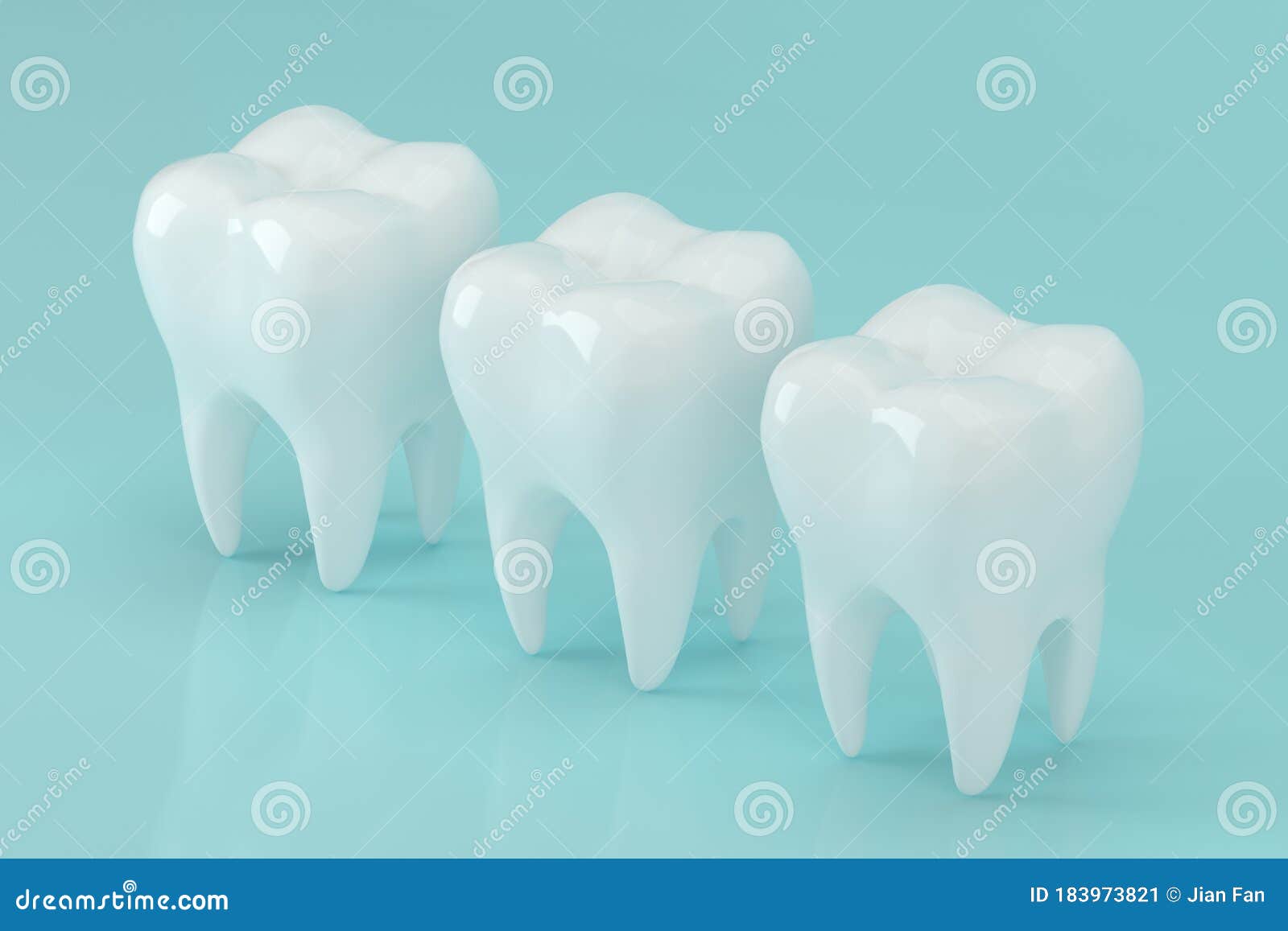 White Tooth with Blue Background, 3d Rendering Stock Illustration ...