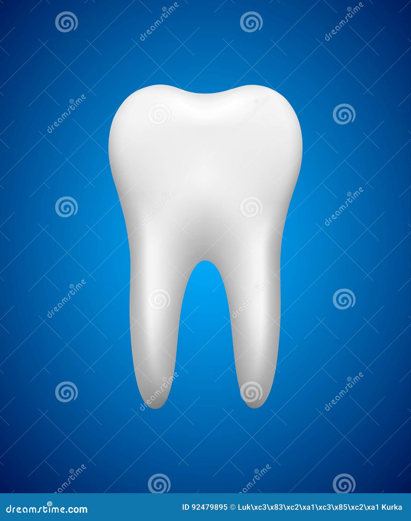 White Tooth on Blue Background, Stomatology Icon Stock Vector ...