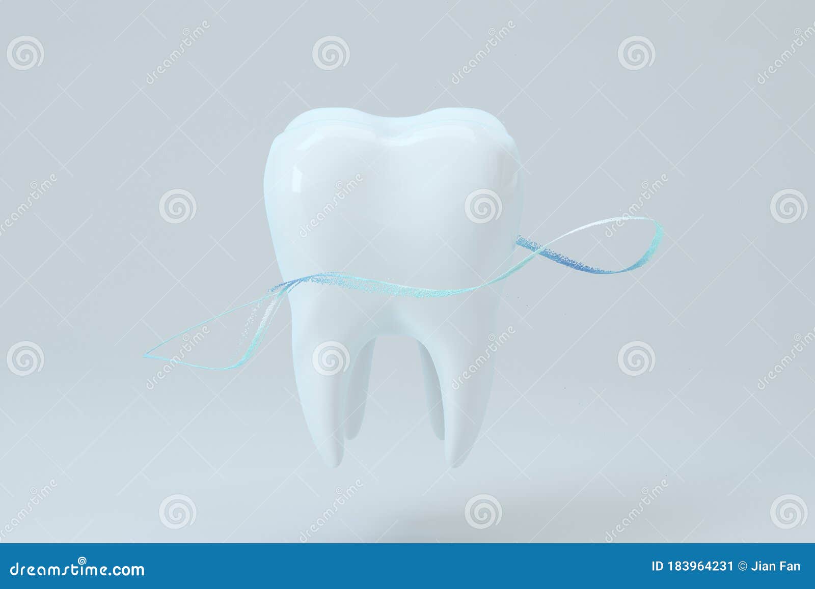 White Tooth with Blue Gradient Particles Surrounded, 3d Rendering Stock ...
