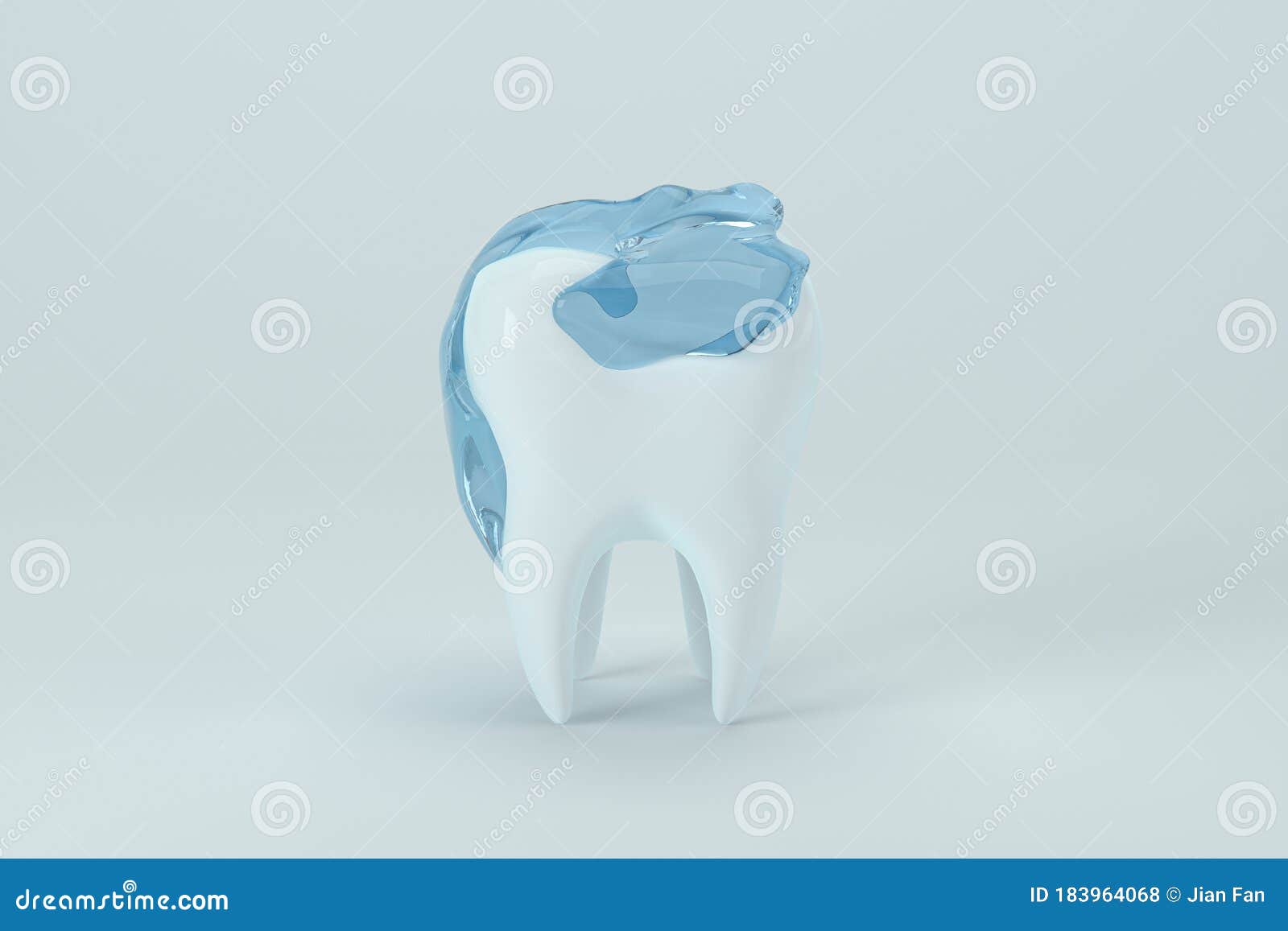 White Tooth with Blue Liquid on it, 3d Rendering Stock Illustration ...