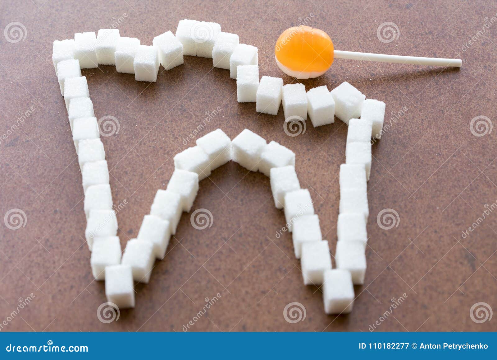 White Tooth with Caries from Candy on a Stick Stock Image - Image of ...