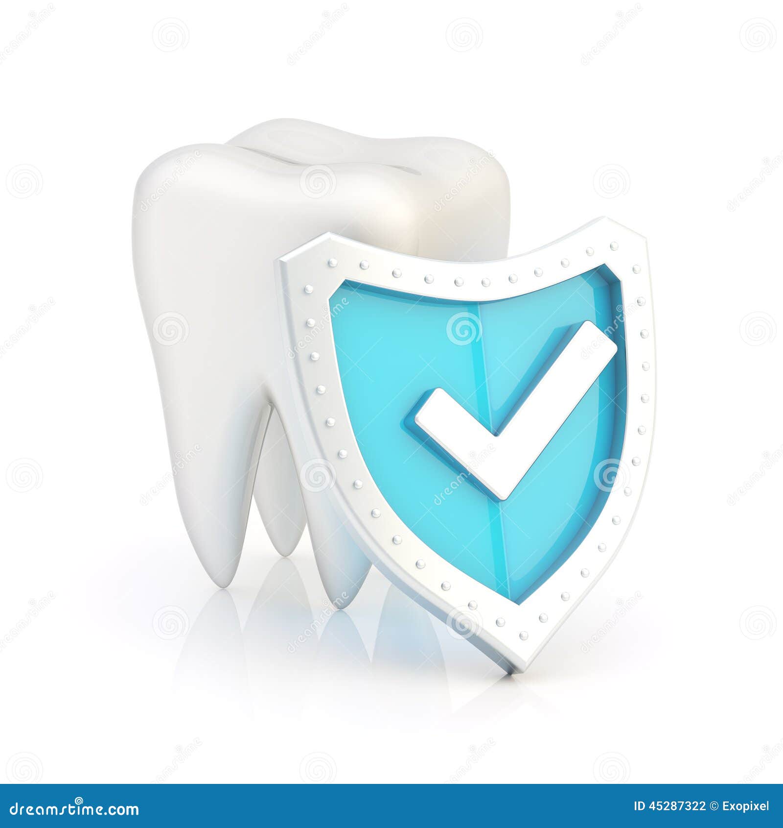 White Tooth Covered with the Shield Stock Illustration - Illustration ...