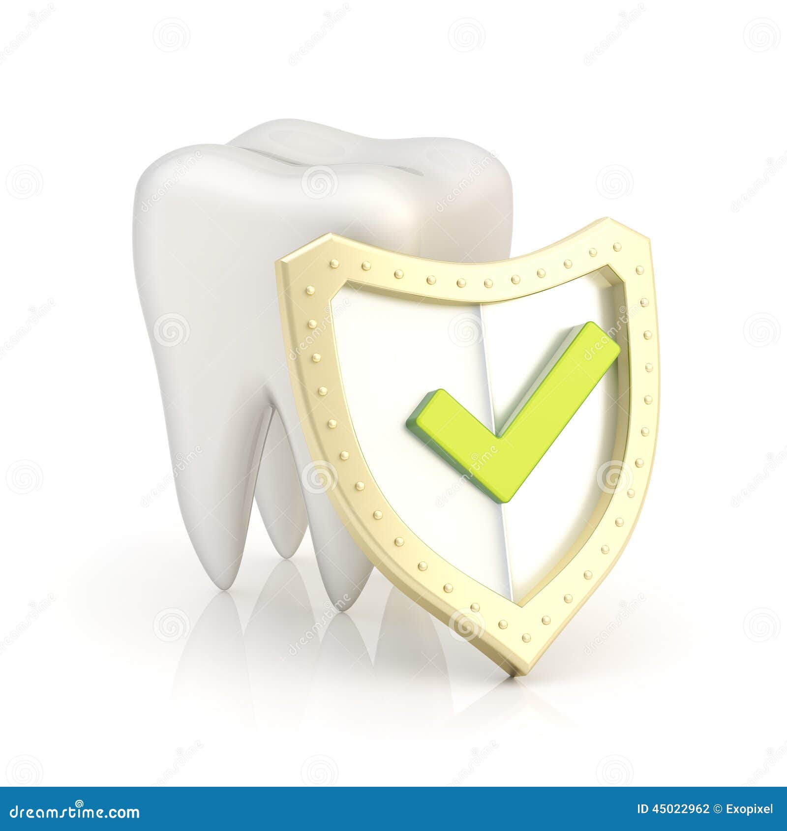 White Tooth Covered with the Shield Stock Illustration - Illustration ...