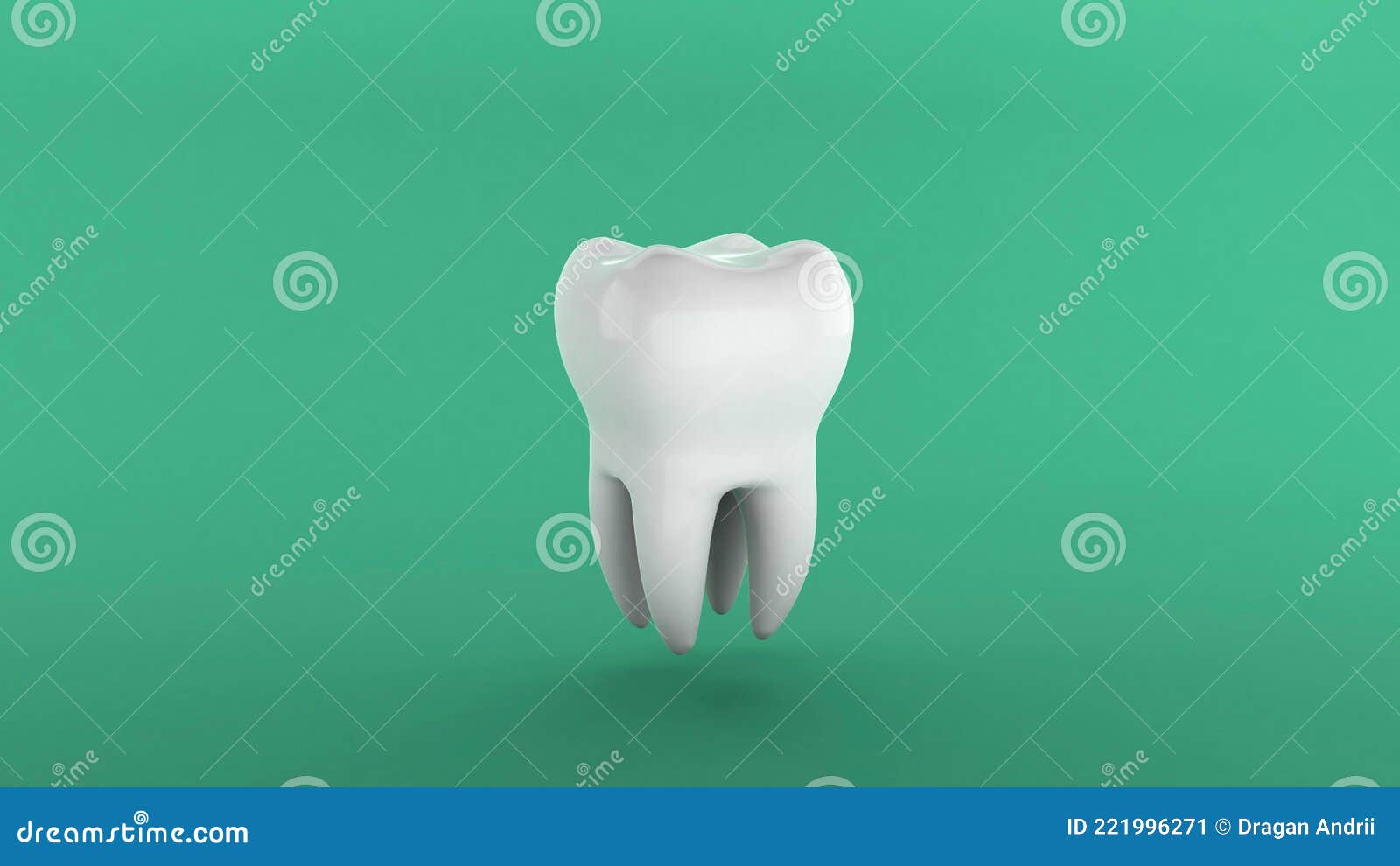 White Tooth on a Green Background. 3d Render Stock Illustration ...