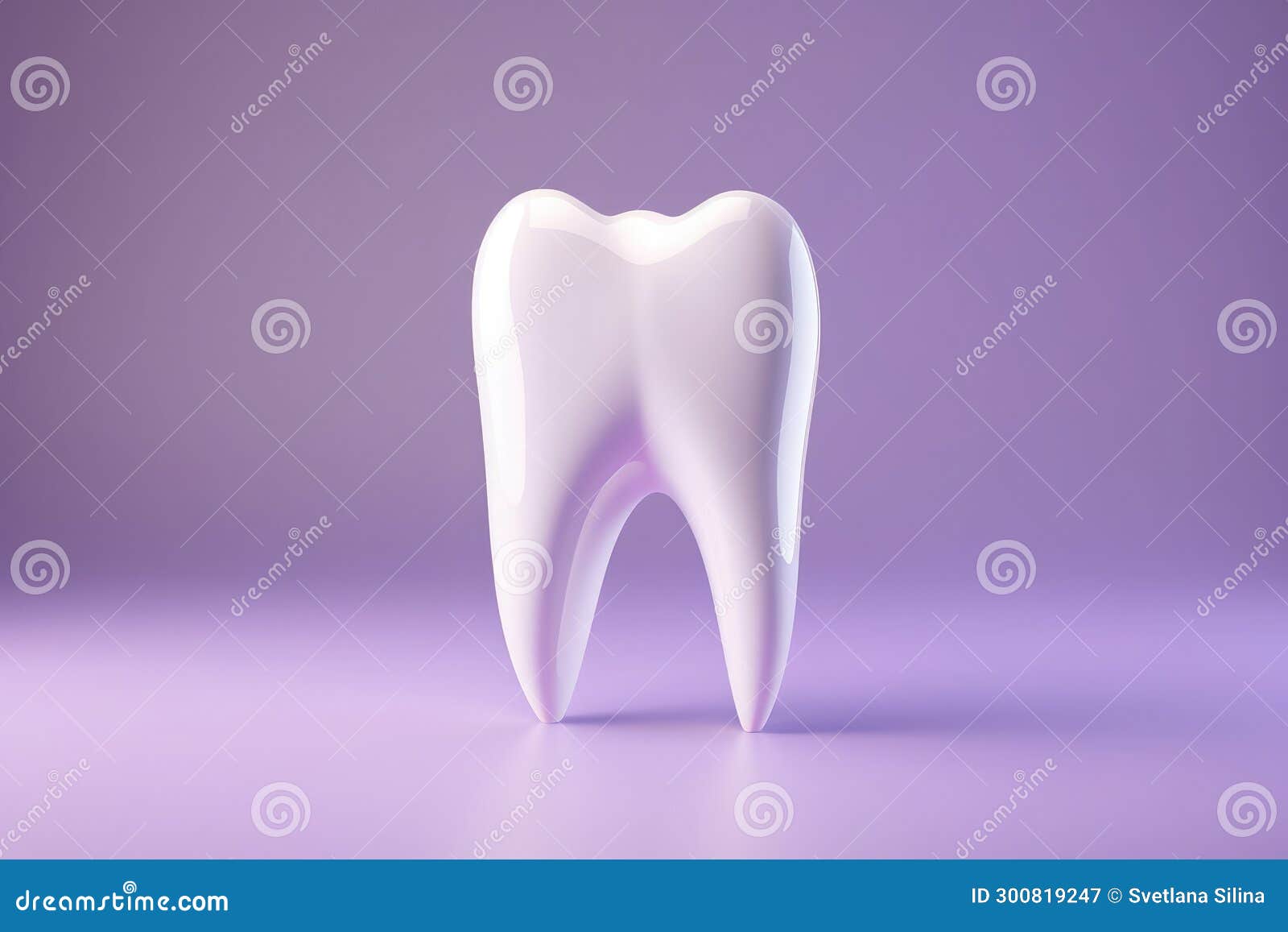 White Tooth on Lilac Background, Light Emphasizes the Cleanliness of ...