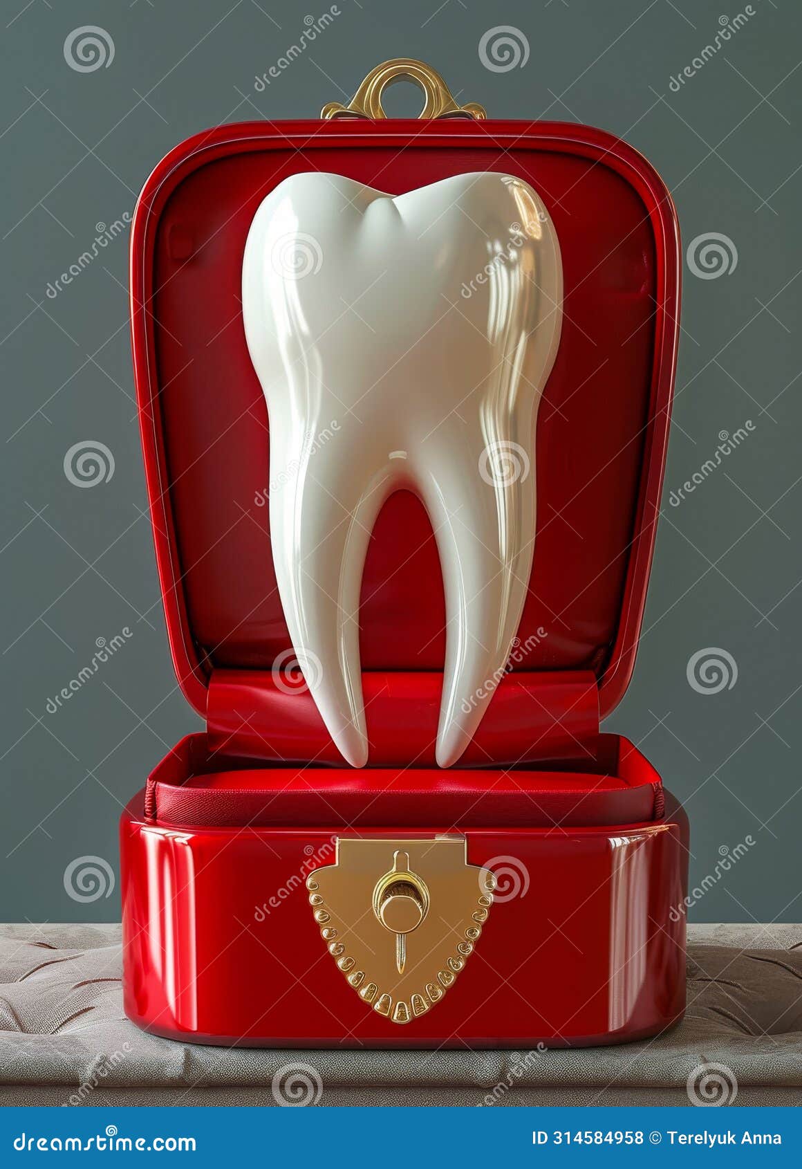 White Tooth in Red Case. a Tooth in a Red Ring Box Stock Photo - Image ...