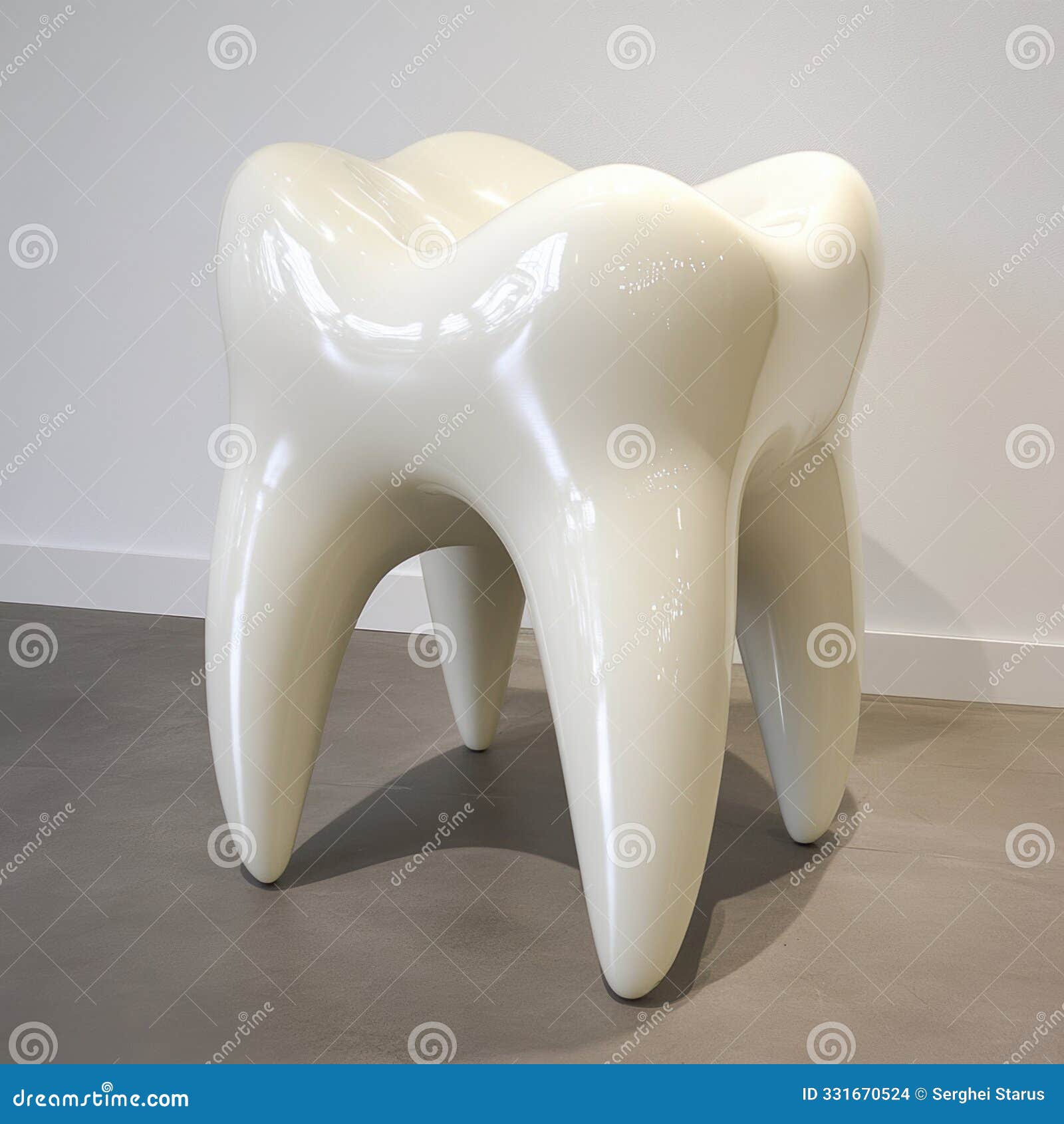 A White Tooth Shaped Stool Sitting on a Floor in Front of it, AI Stock ...