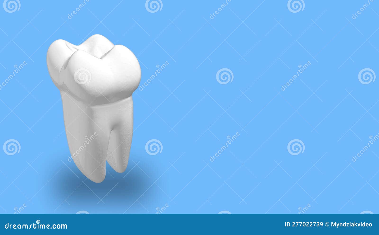 White Tooth Spinning on a Blue Background, Seamless Loop 3D Animation ...