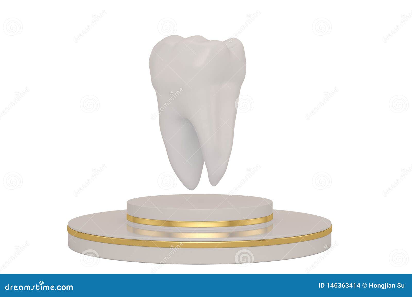 White Tooth with Stand Isolated on White Background. 3D Illustration ...