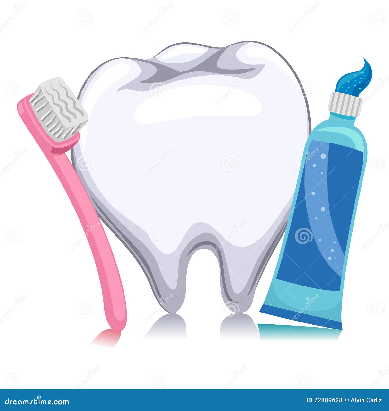 White Tooth, Toothbrush and Toothpaste Stock Vector - Illustration of ...
