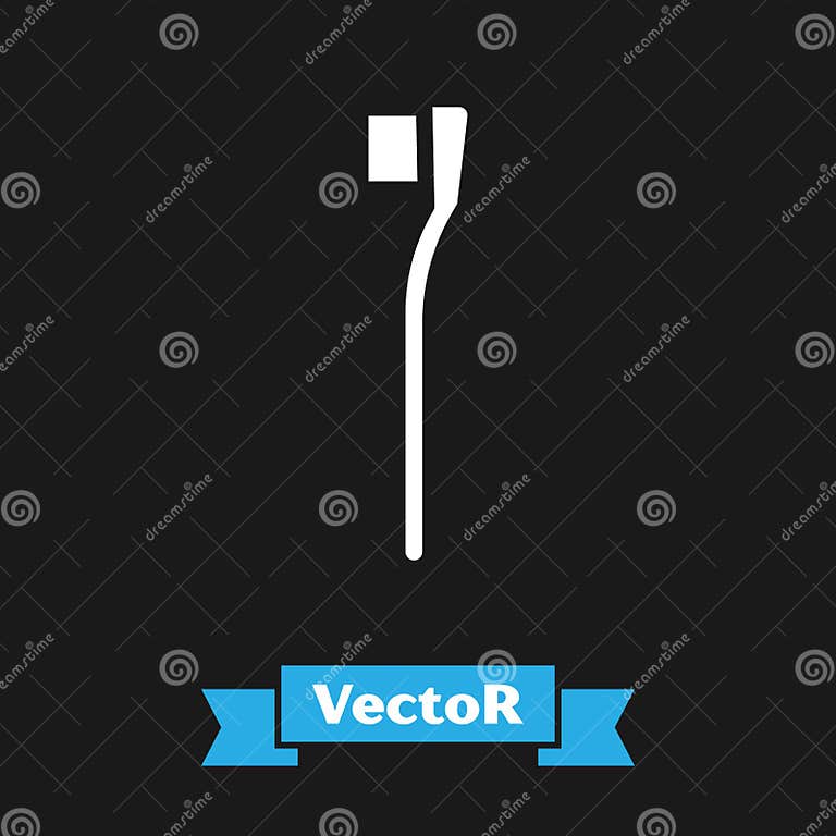 White Toothbrush Icon Isolated on Black Background. Vector Illustration ...