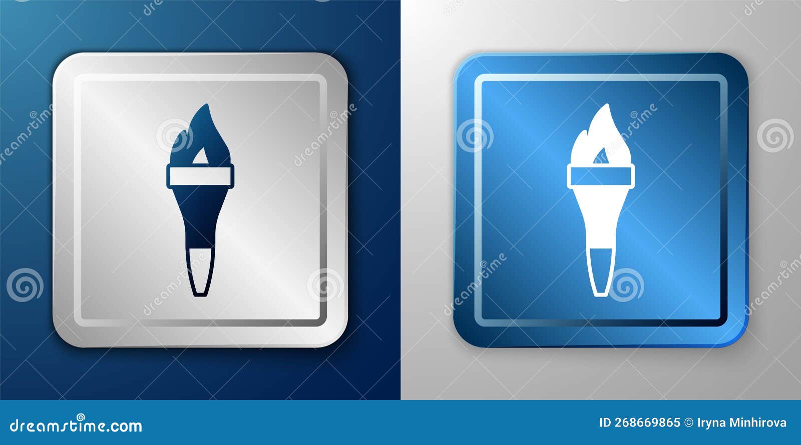 White Torch Flame Icon Isolated on Blue and Grey Background. Symbol ... White Torch Flame Icon Isolated on Blue and Grey Background. Symbol ...