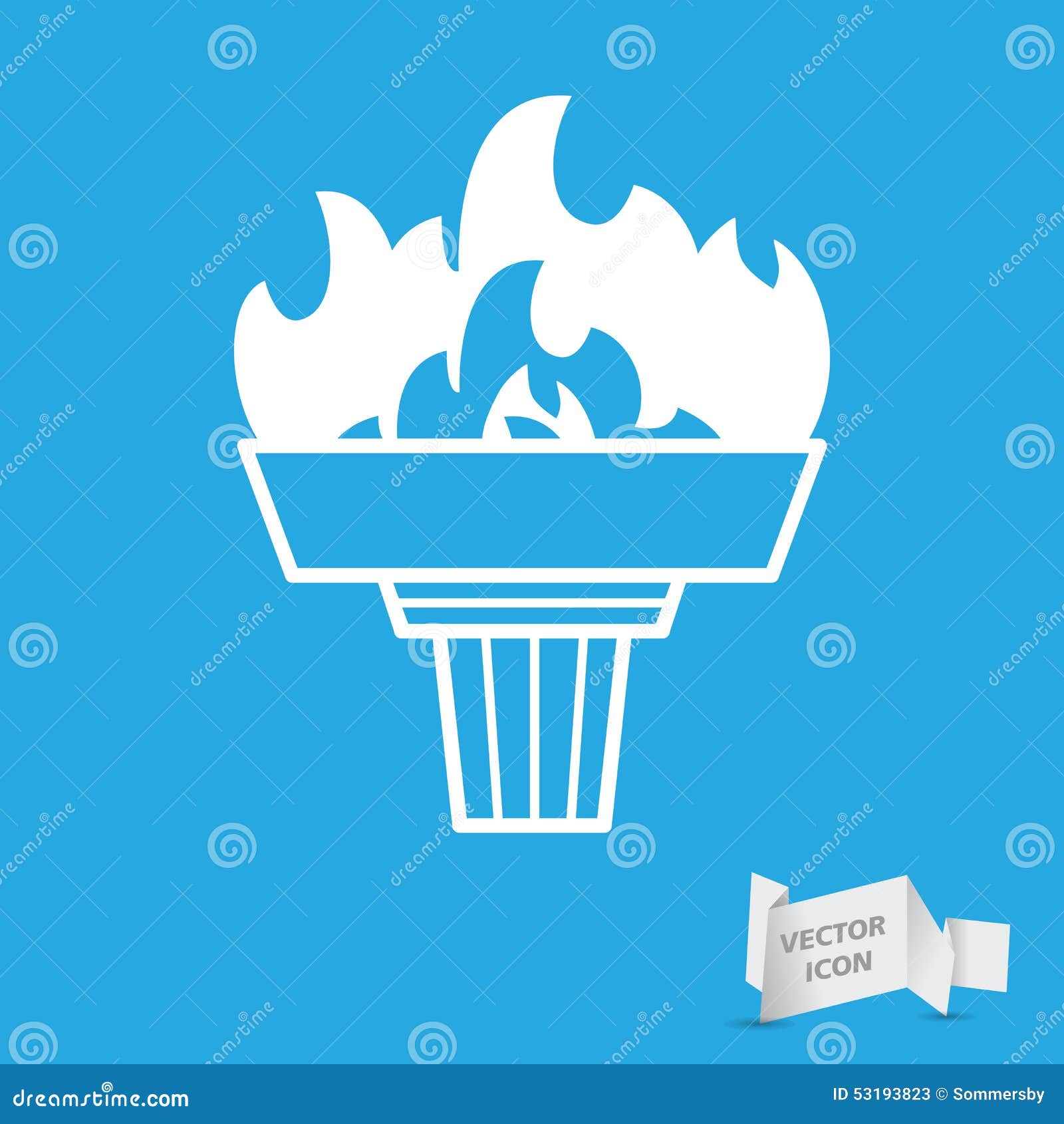 White Torch Icon with Flame Stock Vector - Illustration of fire, heat ...