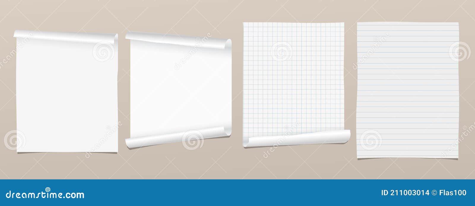 White Torn, Lined and Blank Note, Notebook Paper are on Light Brown ... White Torn, Lined and Blank Note, Notebook Paper are on Light Brown ...