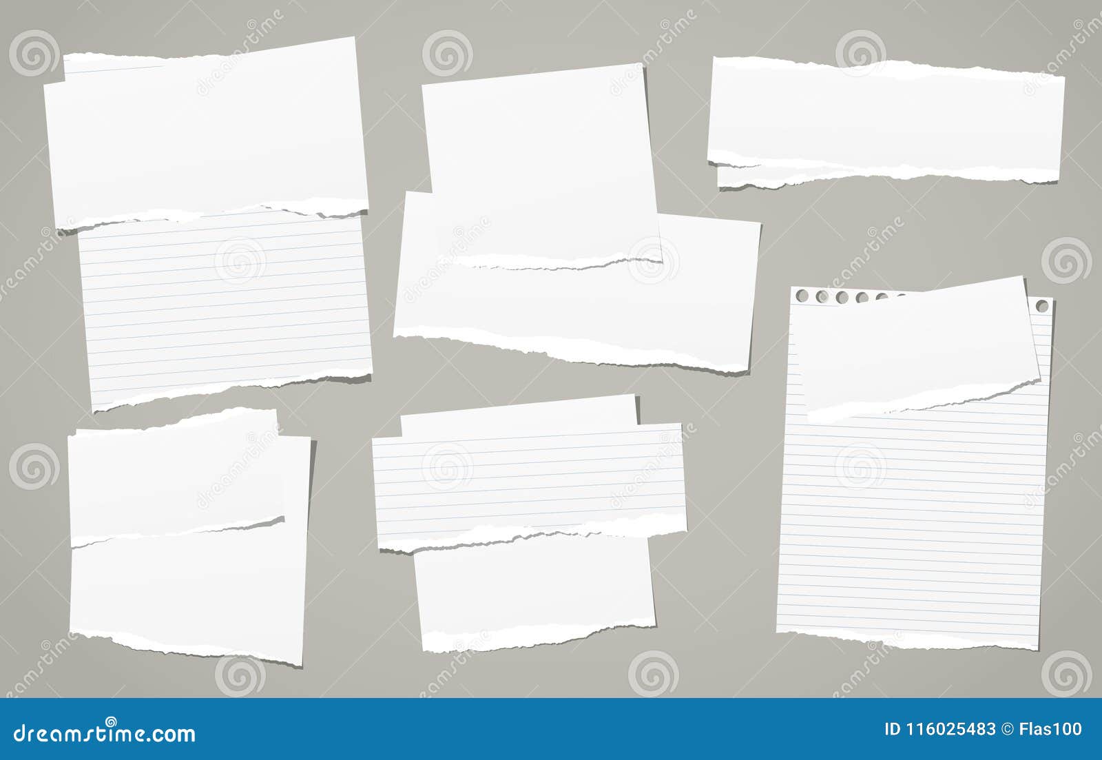 White Torn Note, Notebook Paper Pieces for Text Stuck on Dark Grey ...