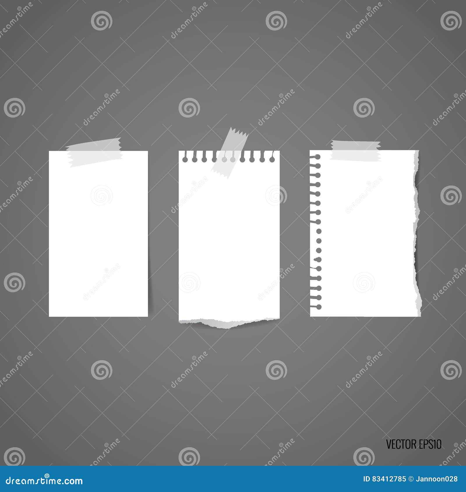 White Torn Note Papers. Vector Illustration Stock Vector - Illustration ...