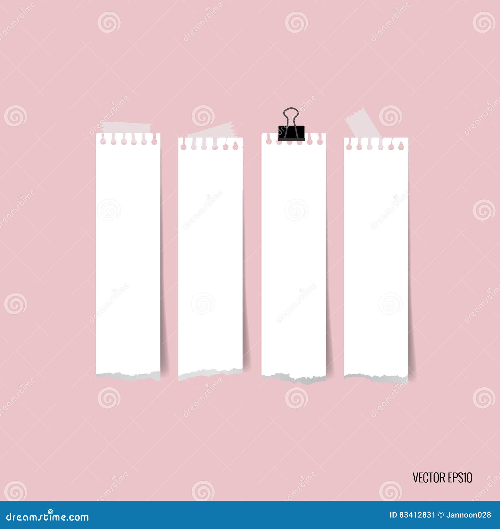 White Torn Note Papers. Vector Illustration Stock Vector - Illustration ...