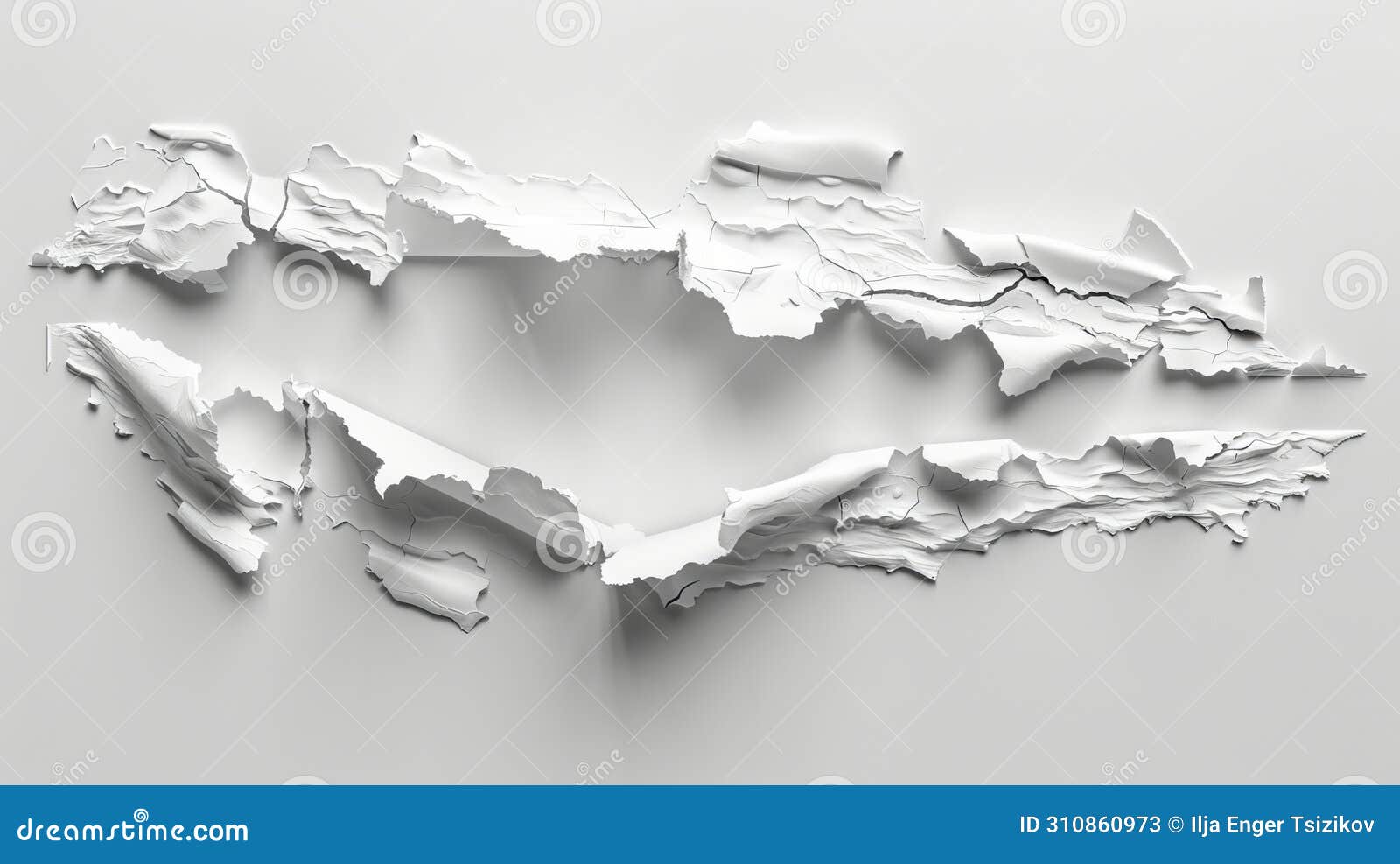 White Torn Paper Piece Design Isolated On Plain White Background For ...