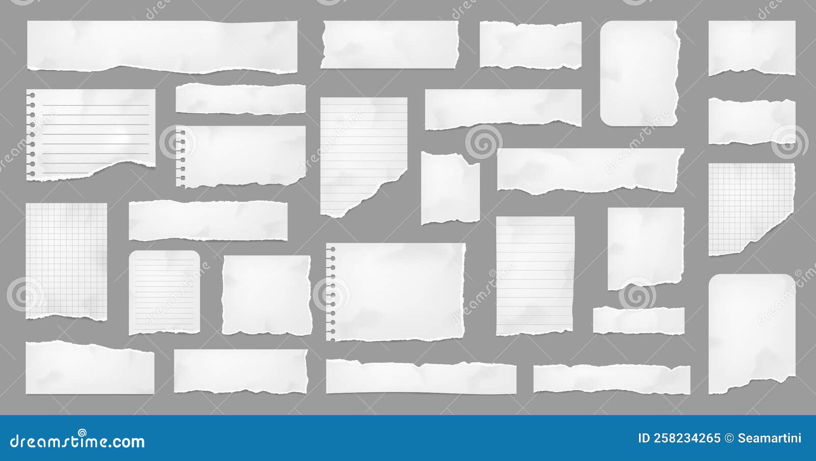 White Torn Paper, Rip Paper Pieces and Page Strips Stock Vector ...