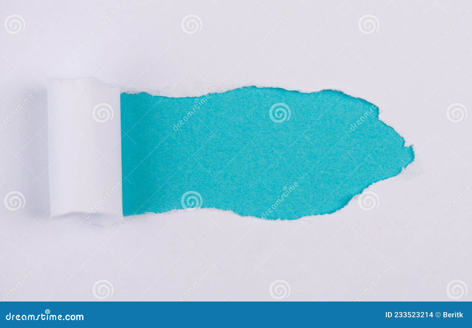 White Torn Paper, Turquoise Background, Empty Copy Space, Ripped Sheet ...