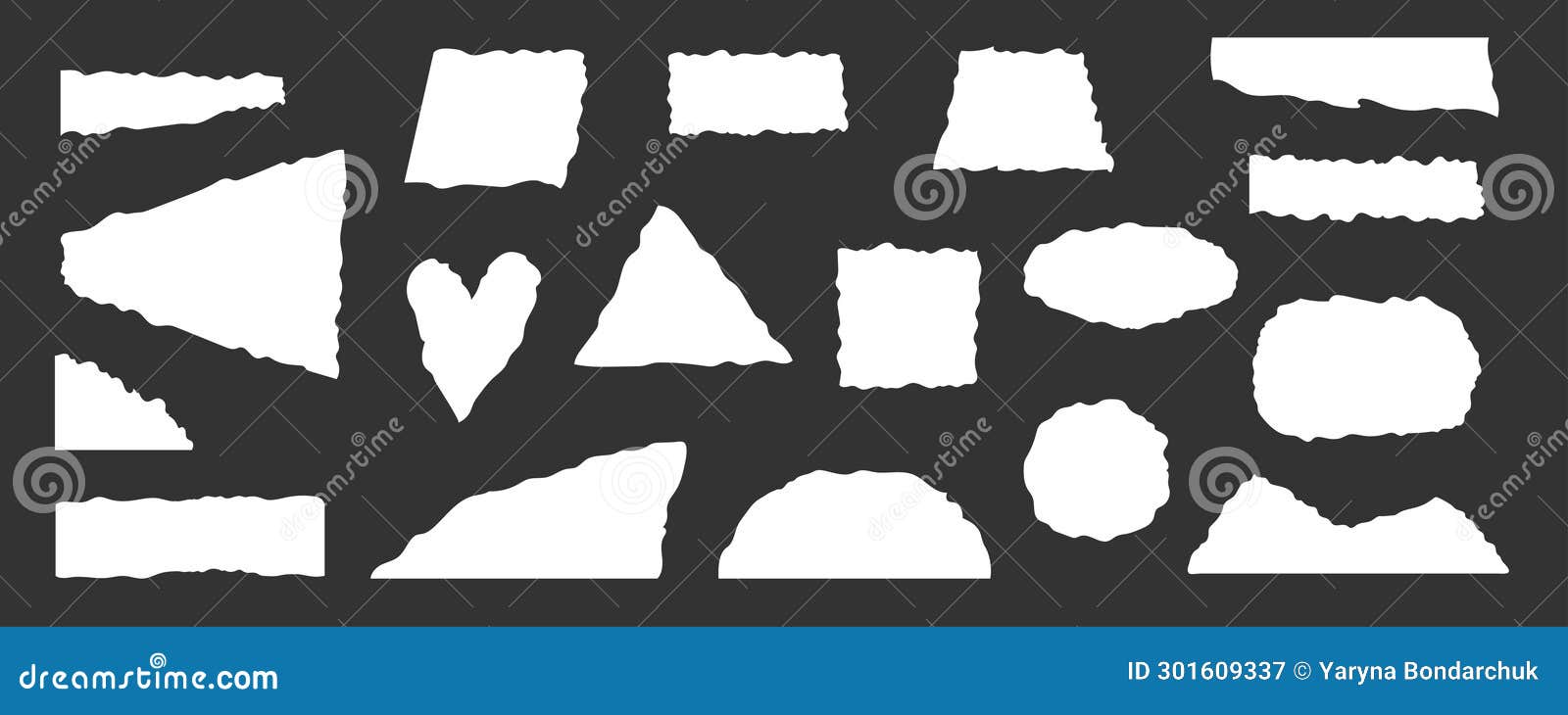 White Torned Paper Elements with Pattern. Modern Stickers for Collage ...