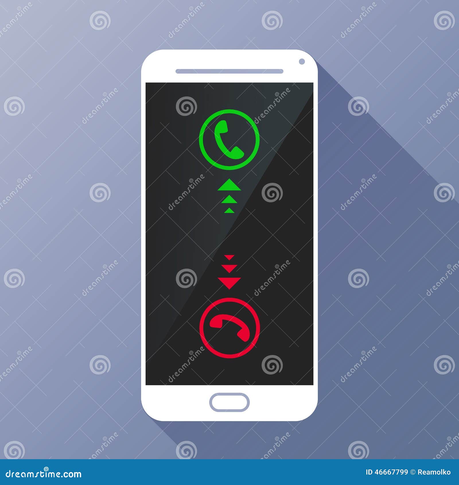 White Touchscreen Smartphone with Incoming Call. Stock Vector ...