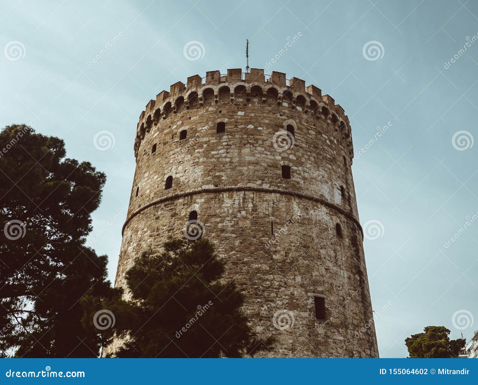 White Tower of Thessaloniki - Medieval Jail Tower Stock Photo - Image ...