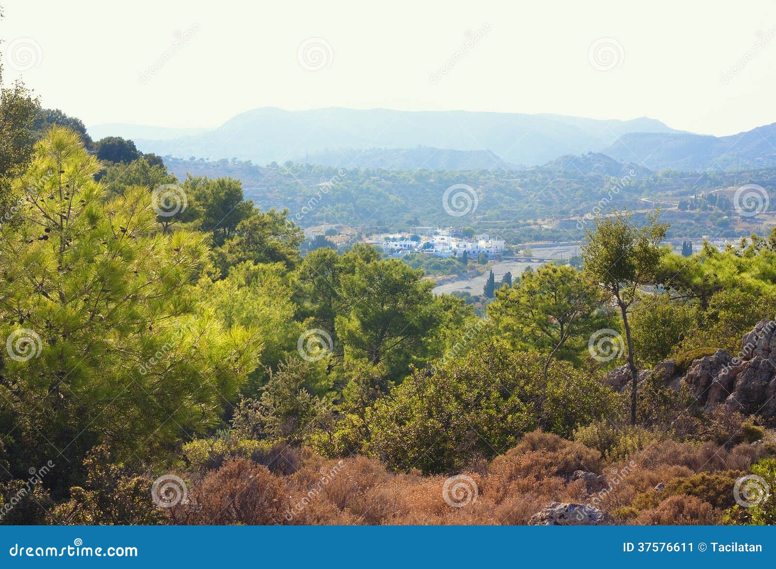 White Town in the Mountains Stock Image - Image of away, roof: 37576611