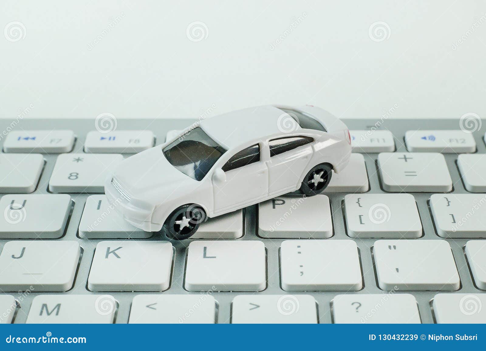 The White Toy Car on Keyboard Computer Close Up Image Background Stock ...
