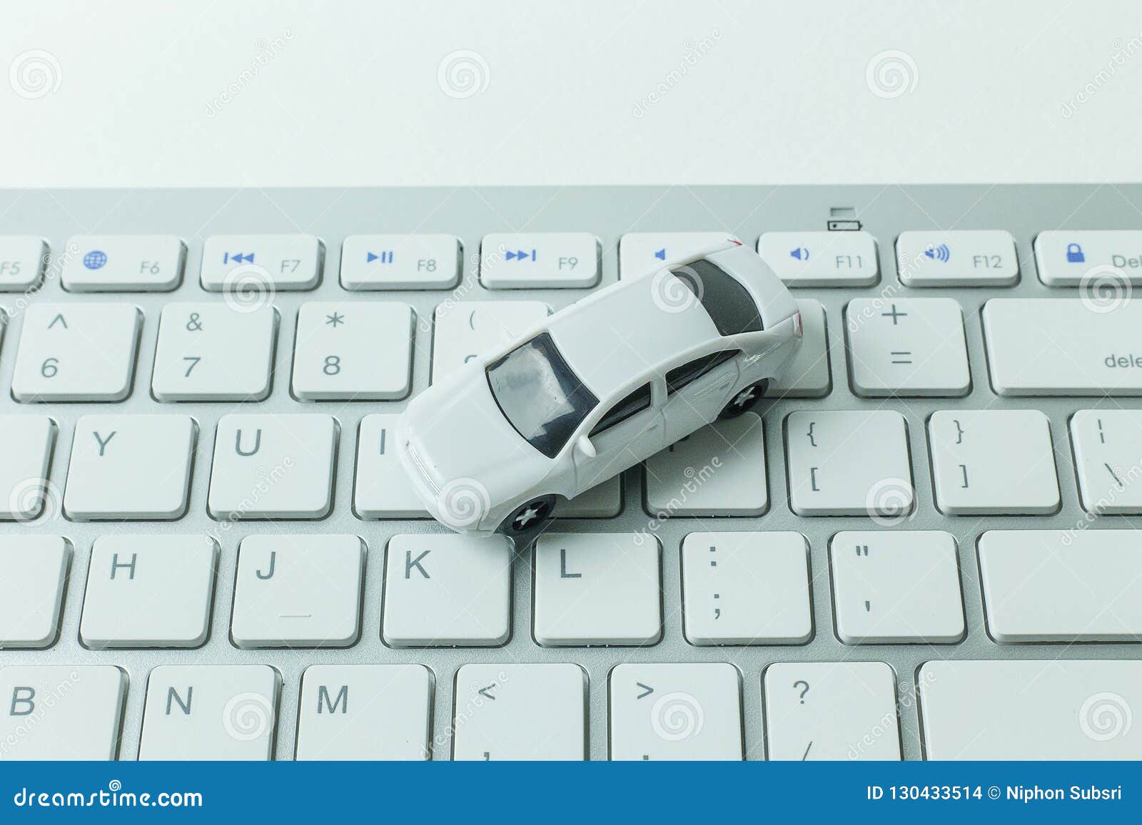 The White Toy Car on Keyboard Computer Close Up Image Background Stock ...