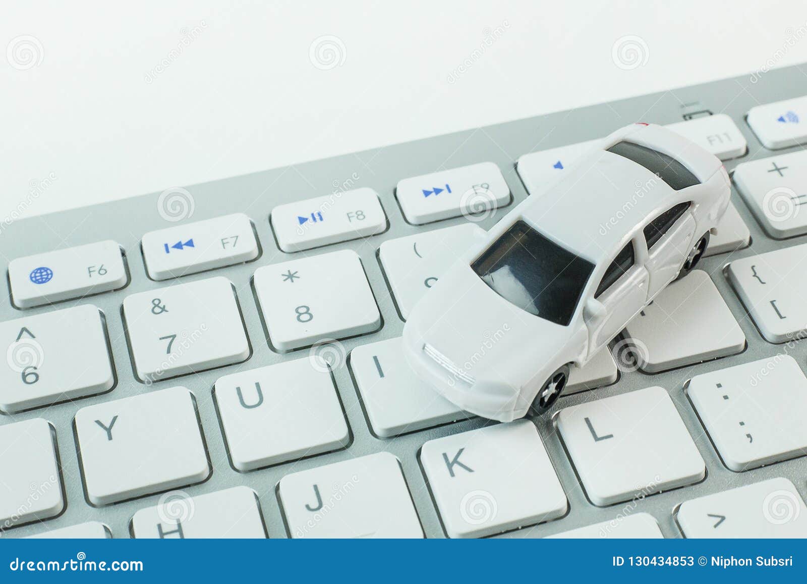 The White Toy Car on Keyboard Computer Close Up Image Background Stock ...