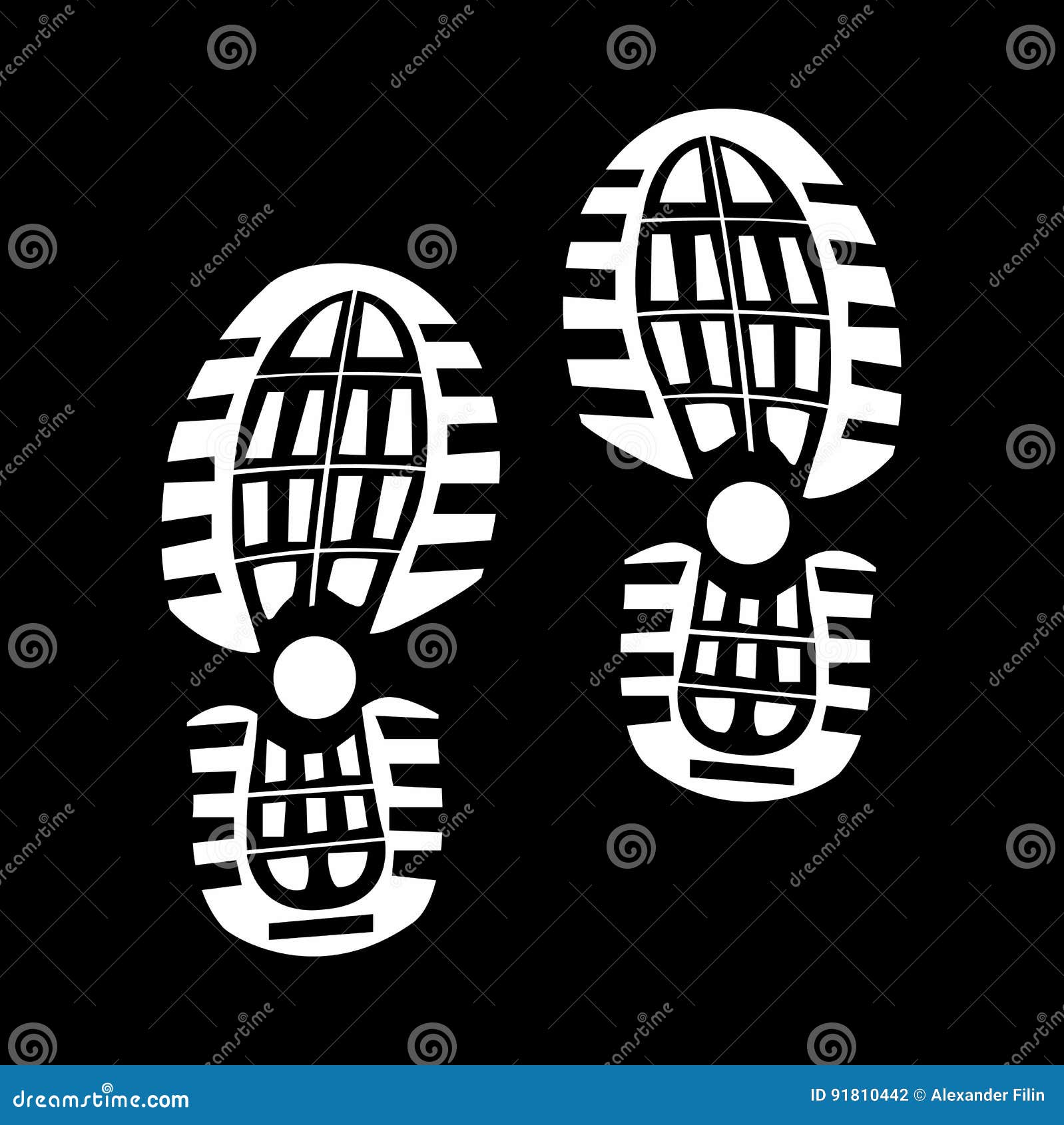 White Tracks from Shoes on a Black Background Stock Vector ...