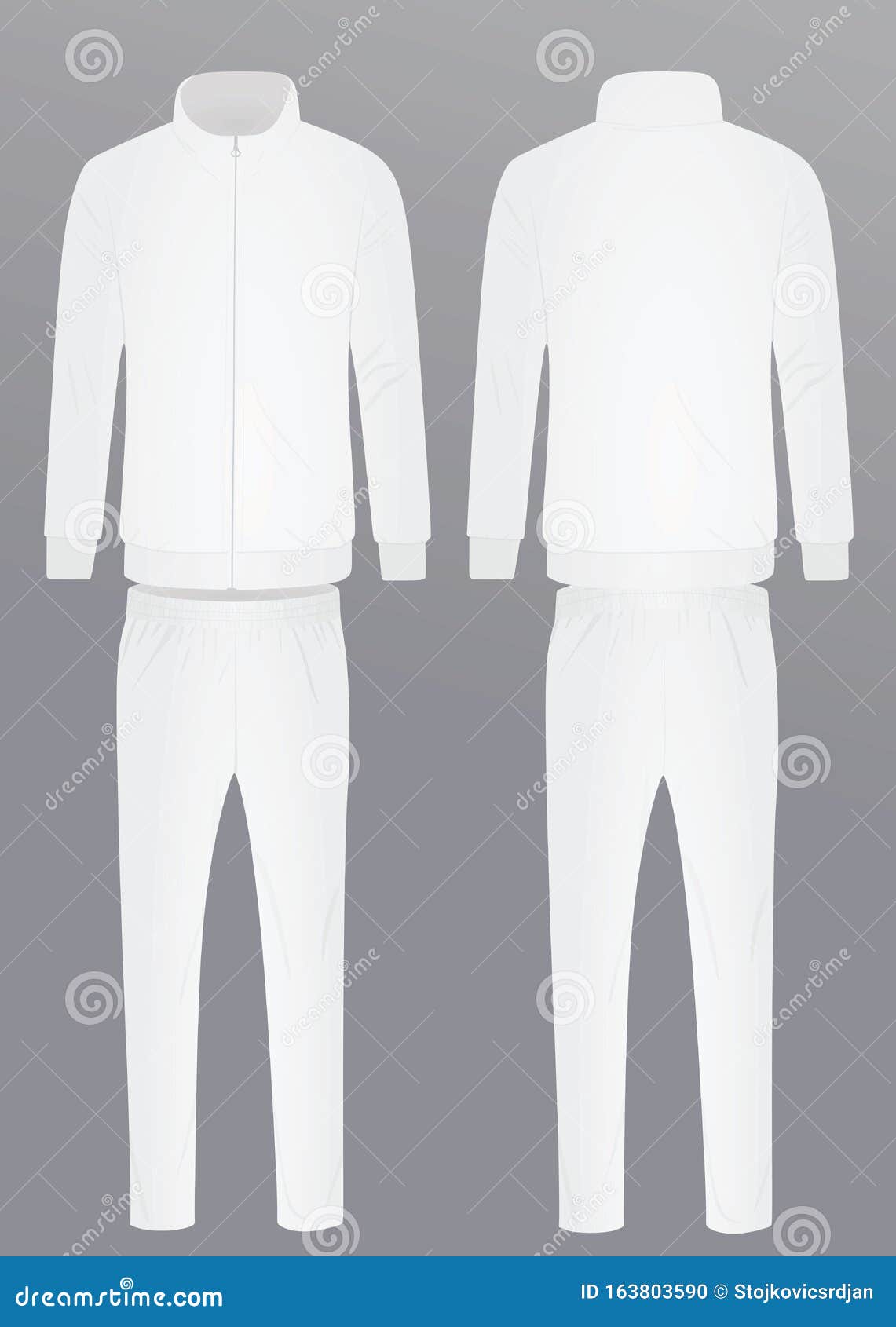 White Tracksuit, Front And Back View Vector Illustration ...