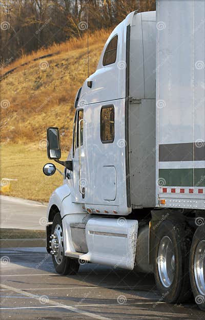 White Tractor Trailer stock photo. Image of diesel, load - 572640