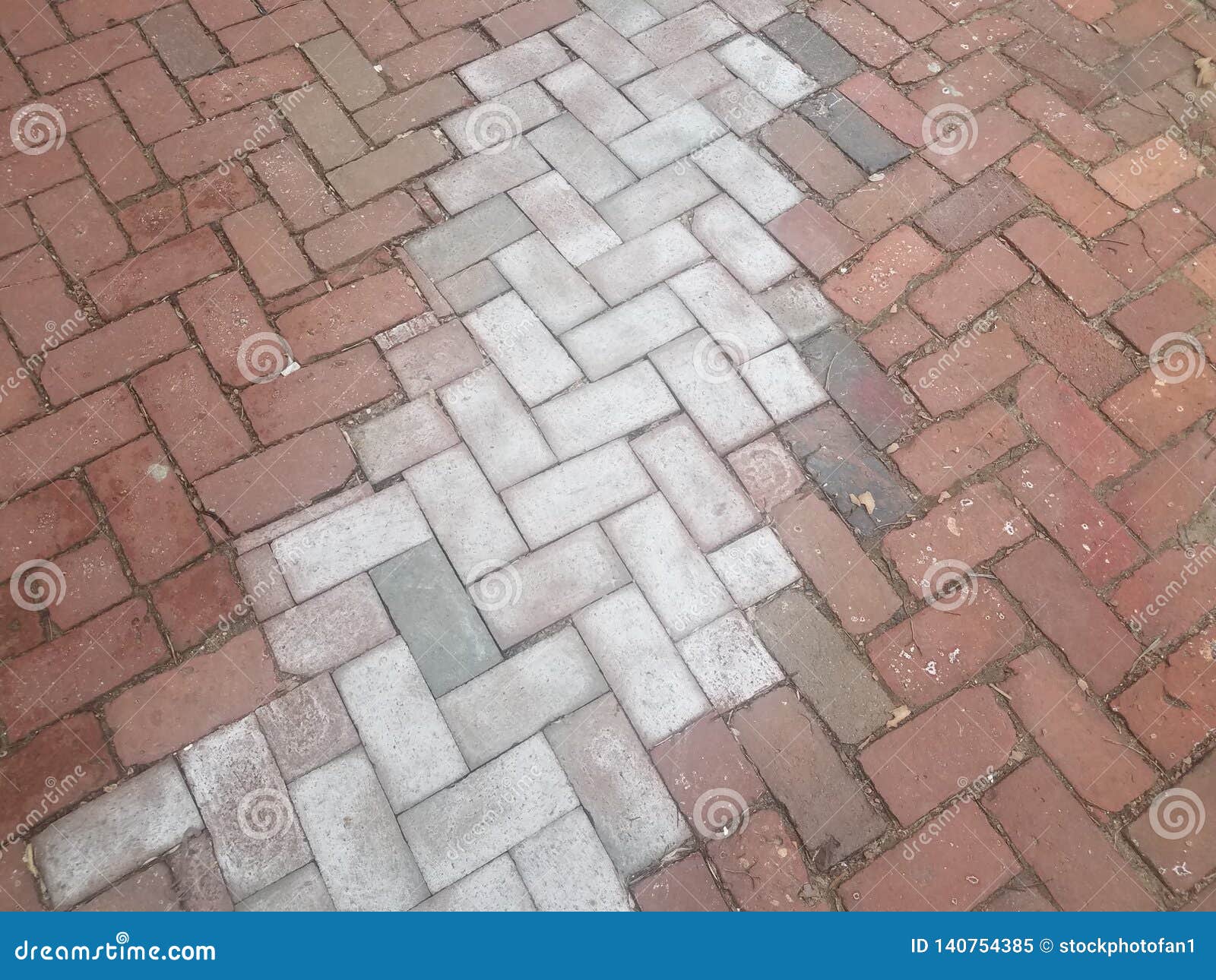 White Trail or Path on Red Brick Sidewalk or Ground Stock Image - Image ...