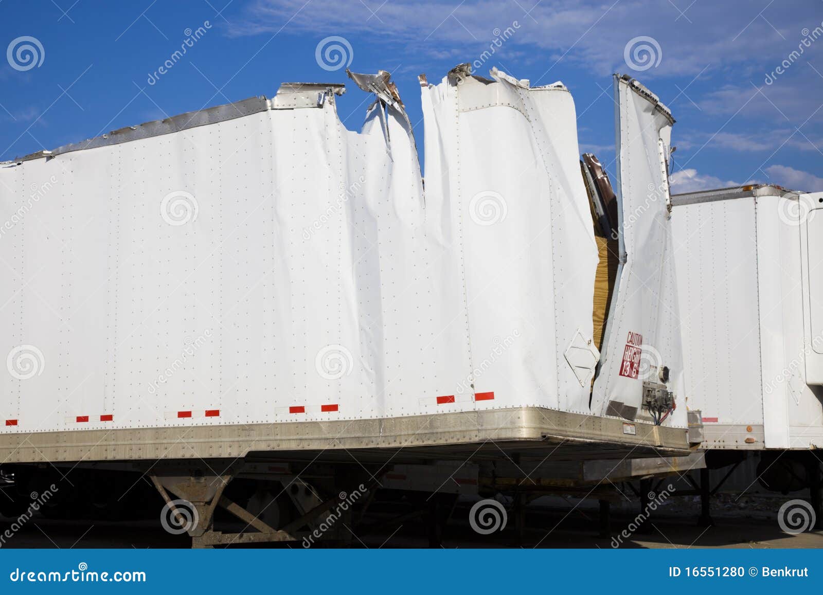 White Trailer after Accident Stock Photo - Image of crash, damage: 16551280