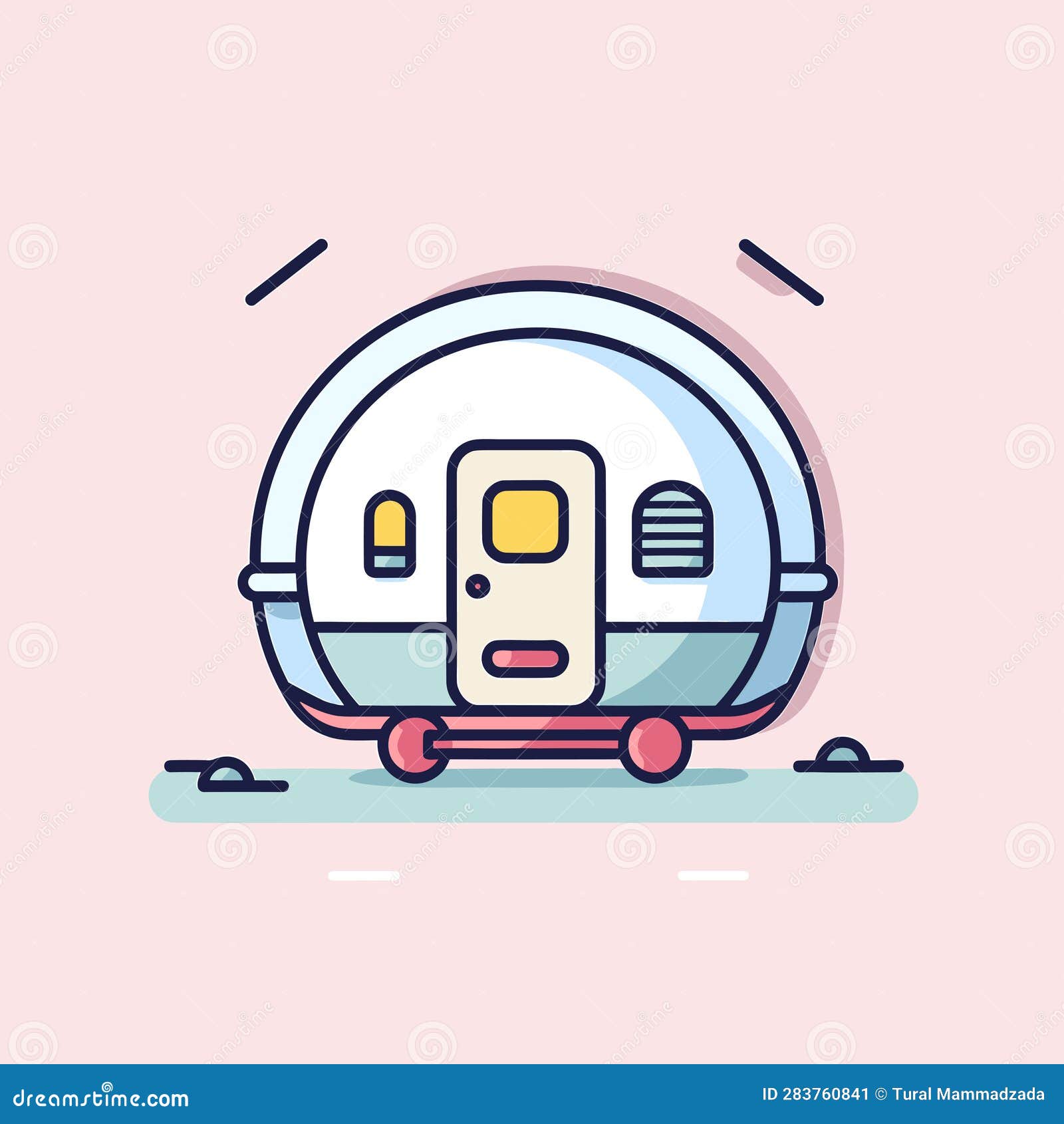 Vector of a White Trailer with a Pink Background Icon in a Flat Vector ...