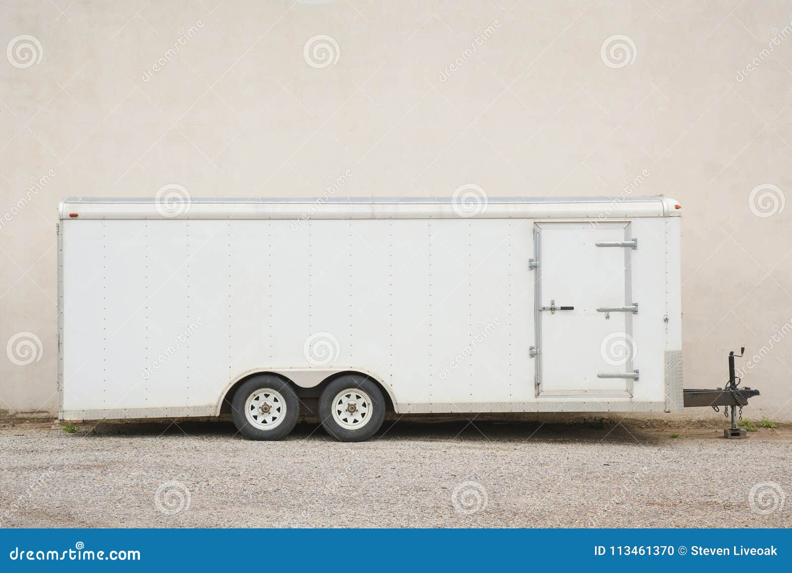 White Trailer in Profile, Copy Space Stock Photo - Image of delivering ...