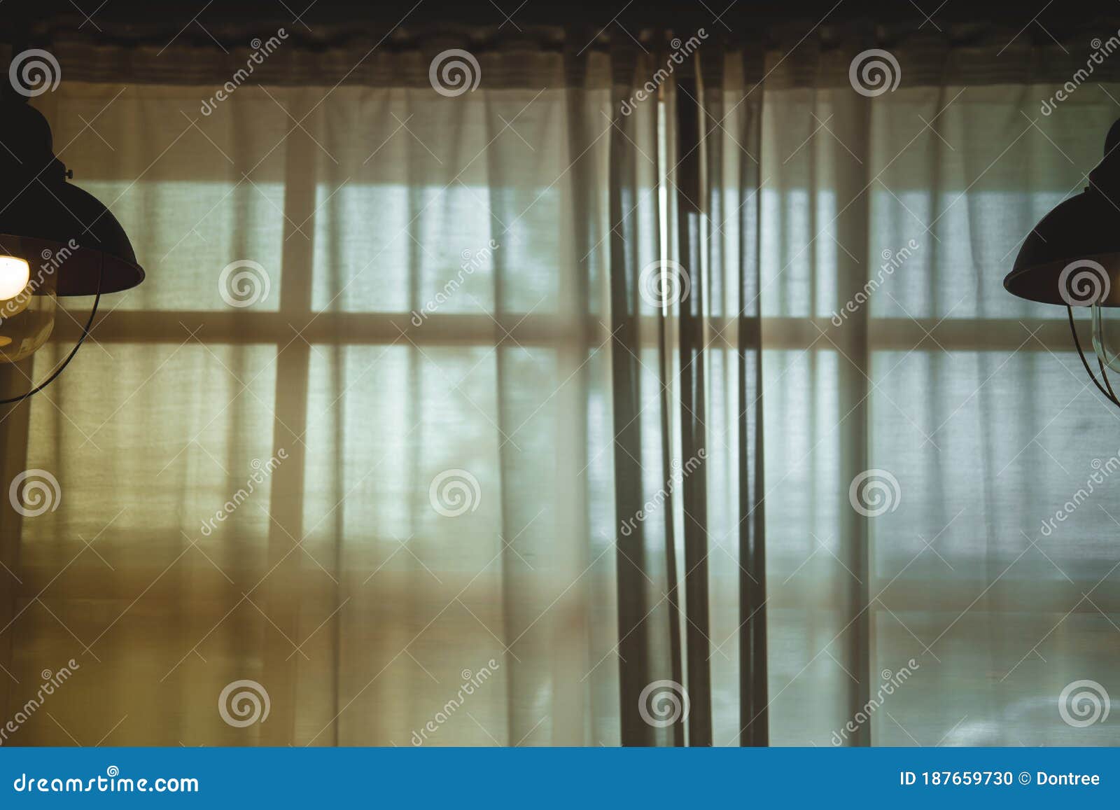 White Translucent Curtains on a Window Interior View Stock Photo ...