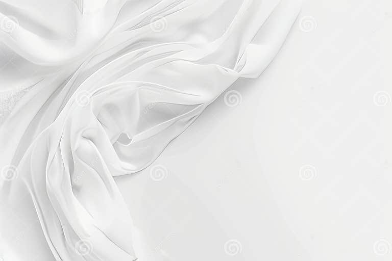 White Translucent Fabric Flowing Wave on White Background, Abstract ...