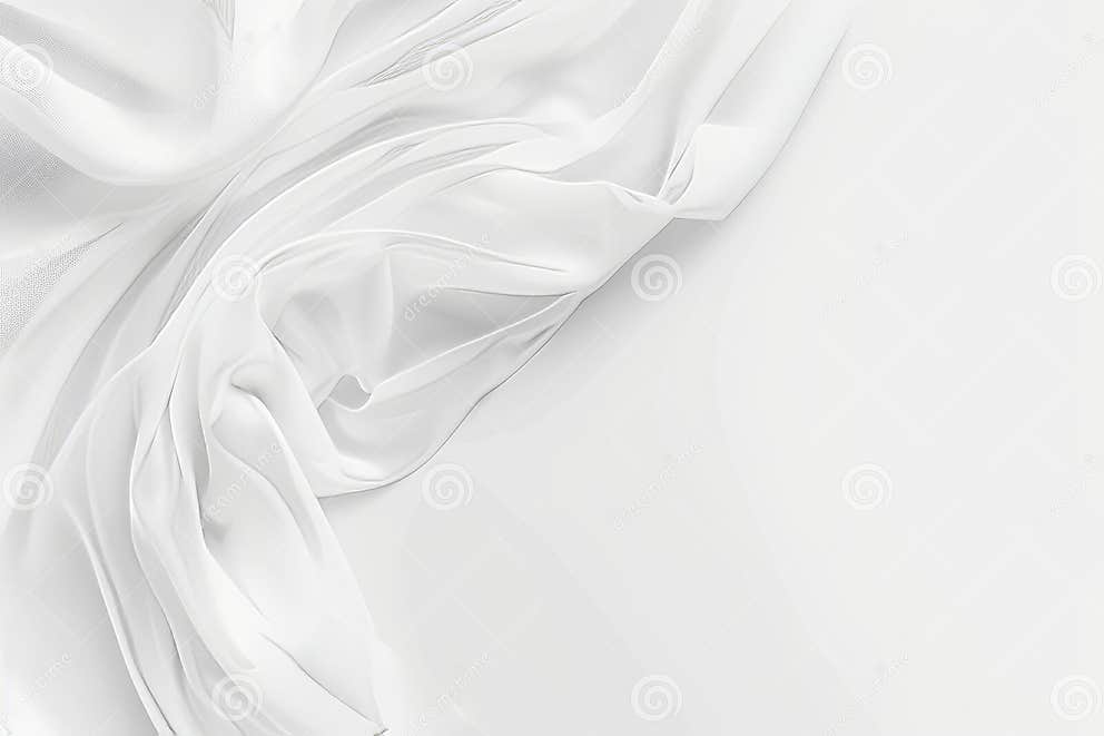 White Translucent Fabric Flowing Wave on White Background, Abstract ...