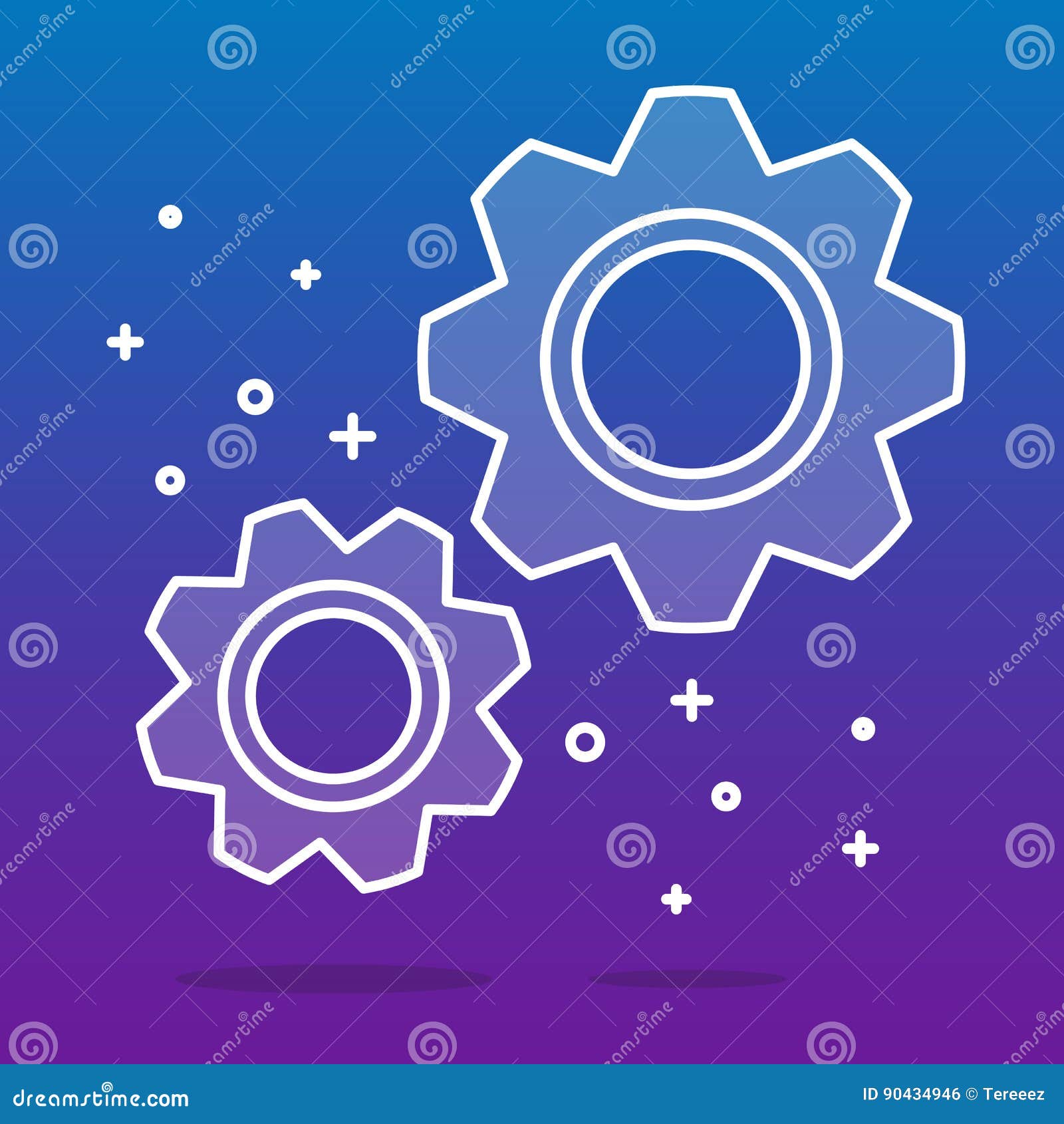 White Transparent Cogwheels or Gears on Blue Gradient Background Stock ...