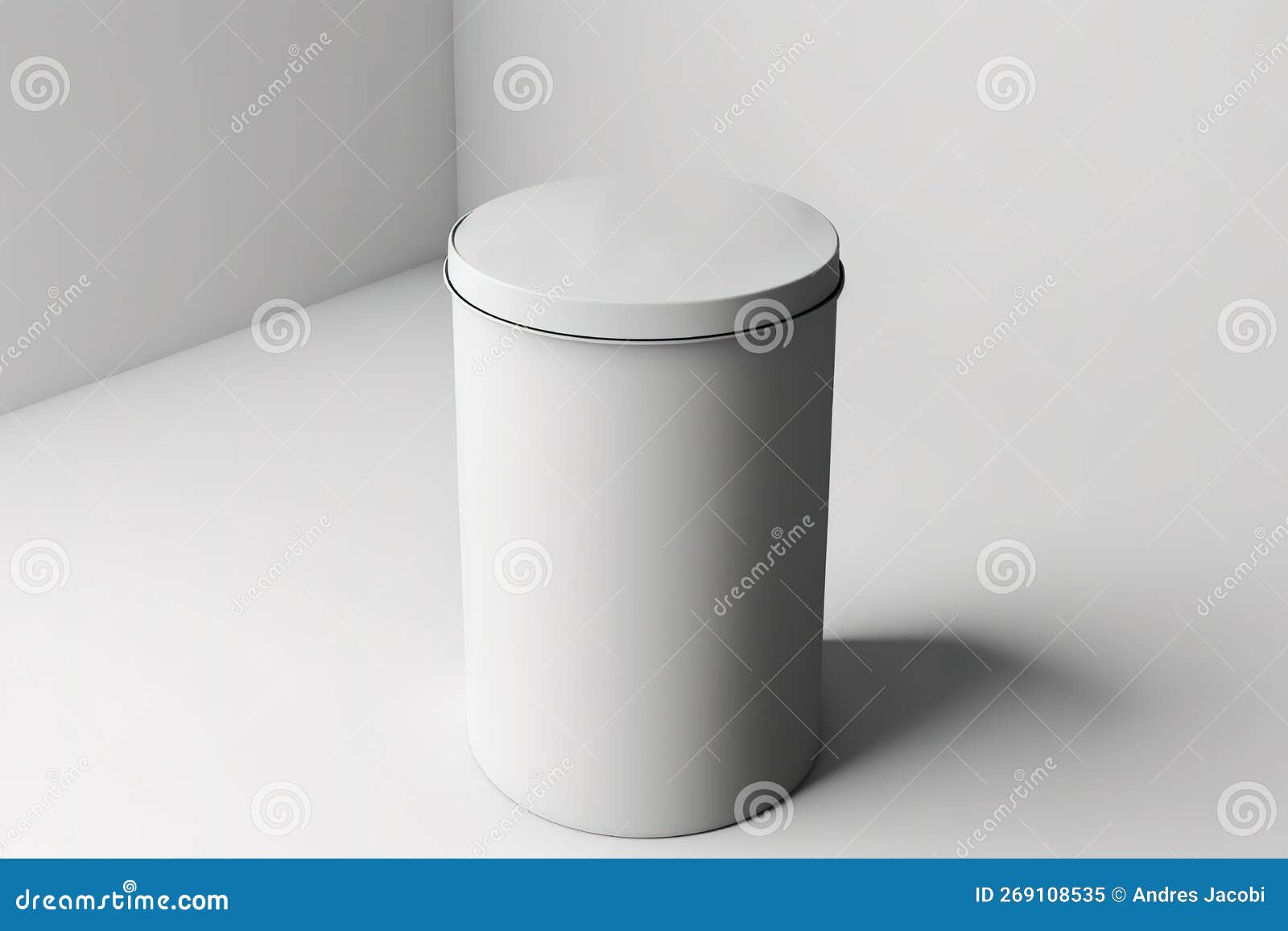 White Trash Bin Over White Background. 3D Rendering Style Stock ...