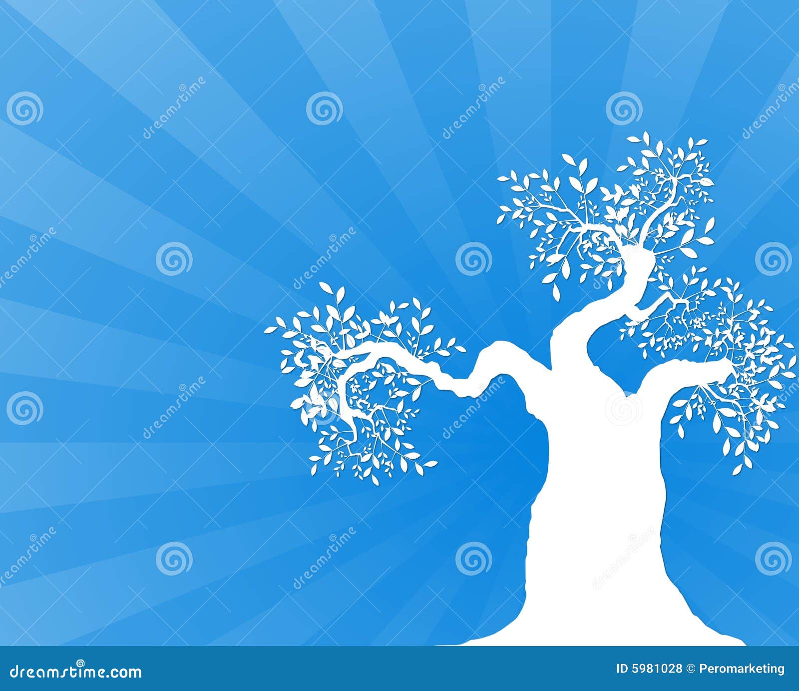 White Tree on Blue Background Stock Illustration - Illustration of ...