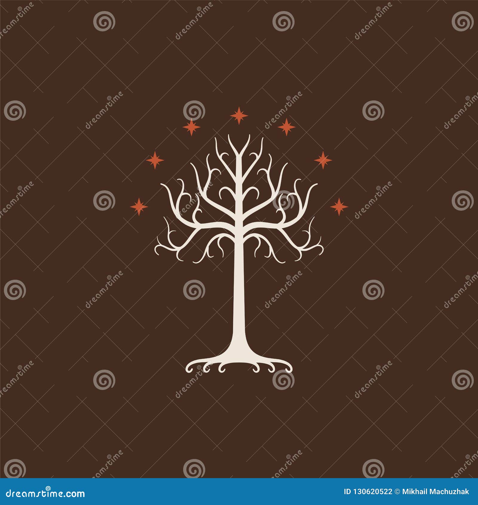 White Tree of Gondor. Isolated on Brown Background Stock Vector ...